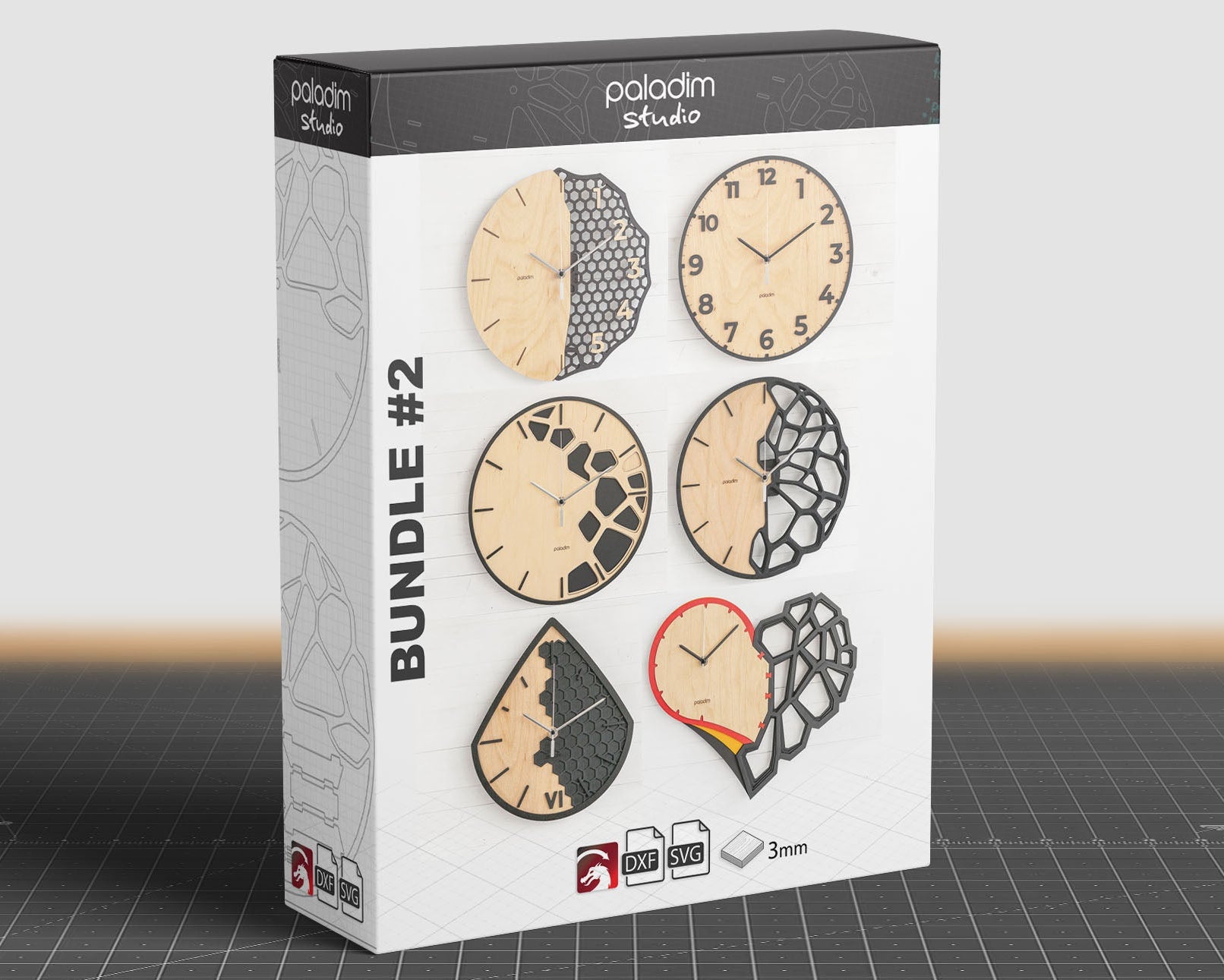 BUNDLE #2 Six Wall Clocks DIGITAL DESIGN for Laser Cutting – Paladim Studio