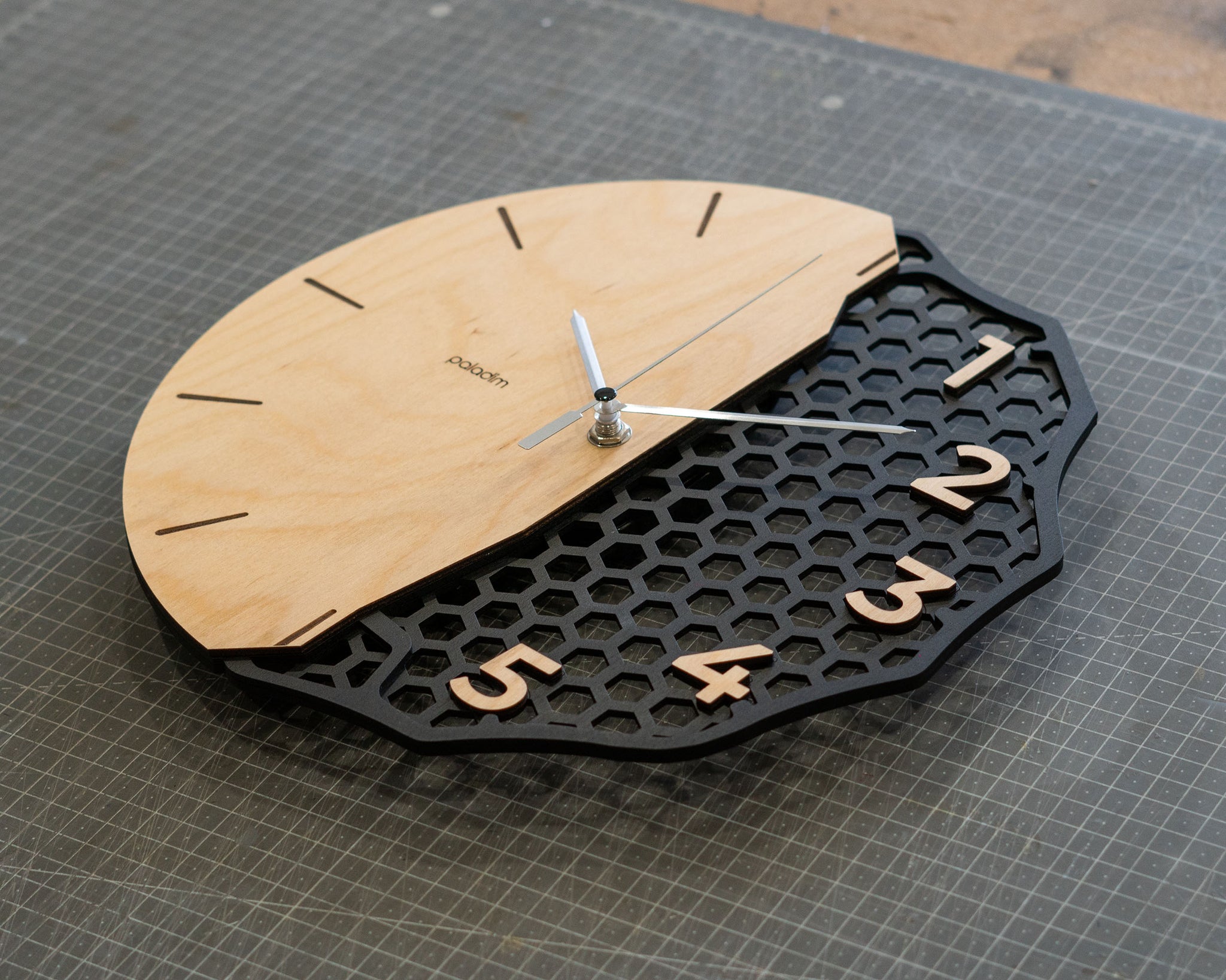 "MIXOR 2" Wall Clock DIGITAL DESIGN for Laser Cutting – Paladim Studio