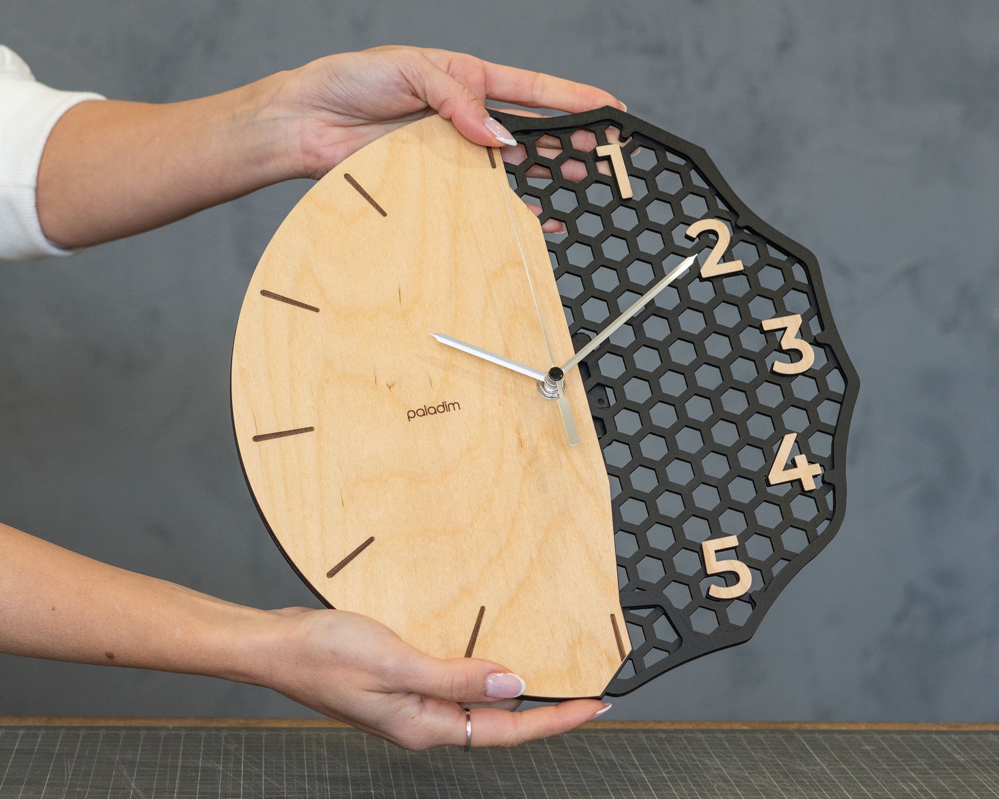 "MIXOR 2" Wall Clock DIGITAL DESIGN for Laser Cutting – Paladim Studio